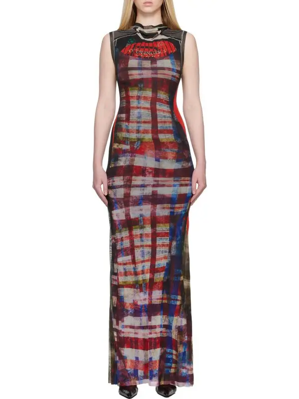 Ottolinger Sleeveless Printed Mesh Maxi Dress - Multicolor
