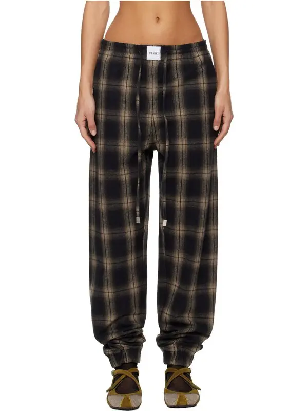 Attico Plaid Casual Pants - Black