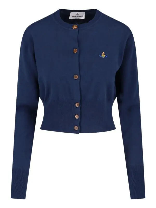 VIVIENNE WESTWOOD Orb Embroidered Long Sleeve Cardigan - Blue