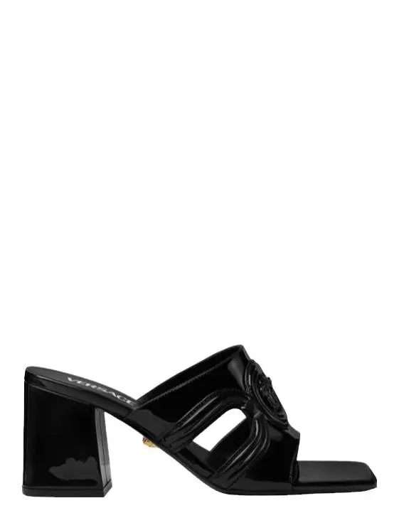 Versace Square-toe Heeled Sandals - Black