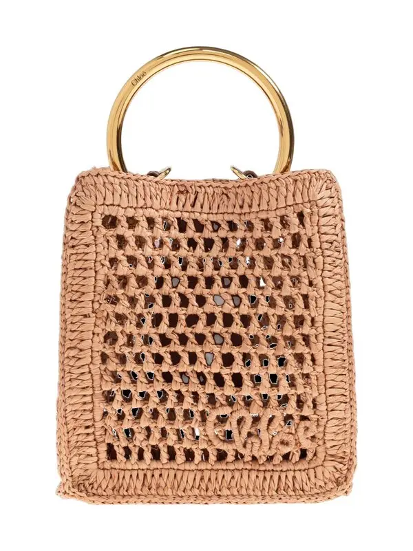 Chloé Woven Banana Mini Handbag With Hoop Handle - Nude