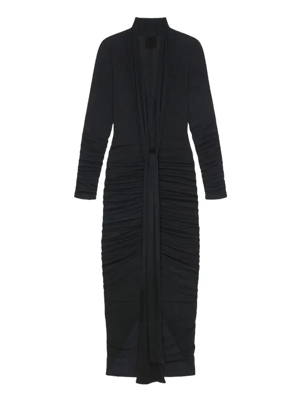 Givenchy V-neck Long Draped Dress - Black