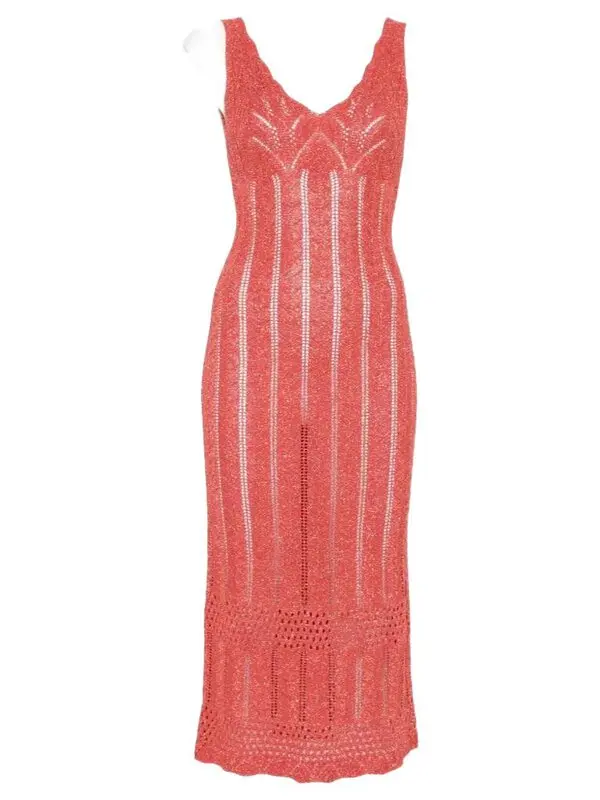 TWINSET Long Fitted Knit Dress - Red