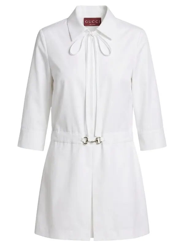 Gucci Horsebit Poplin Shirt Dress - White