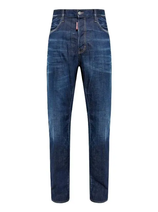 Dsquared2 Logo Patch Straight-leg Jeans - Navy Blue