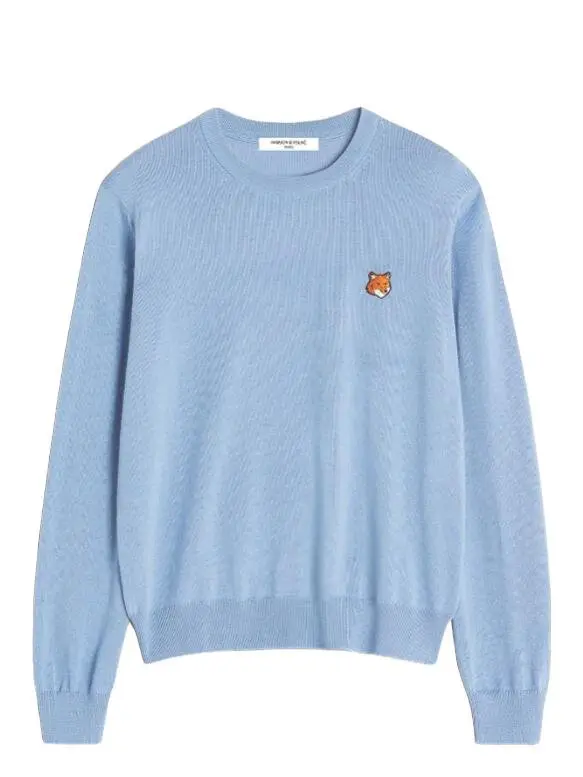 Maison Kitsuné Fox Head Regular Jumper - Powder Blue