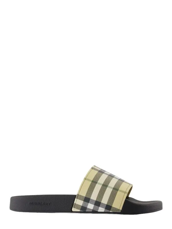 Burberry Checked Slip-on Sandals - Black
