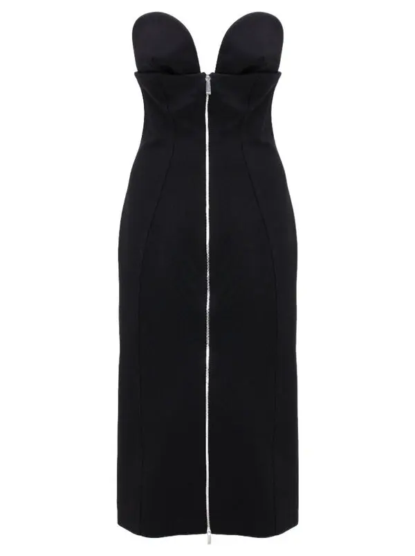 Off-White Strapless Zipped Midi Dress - Black