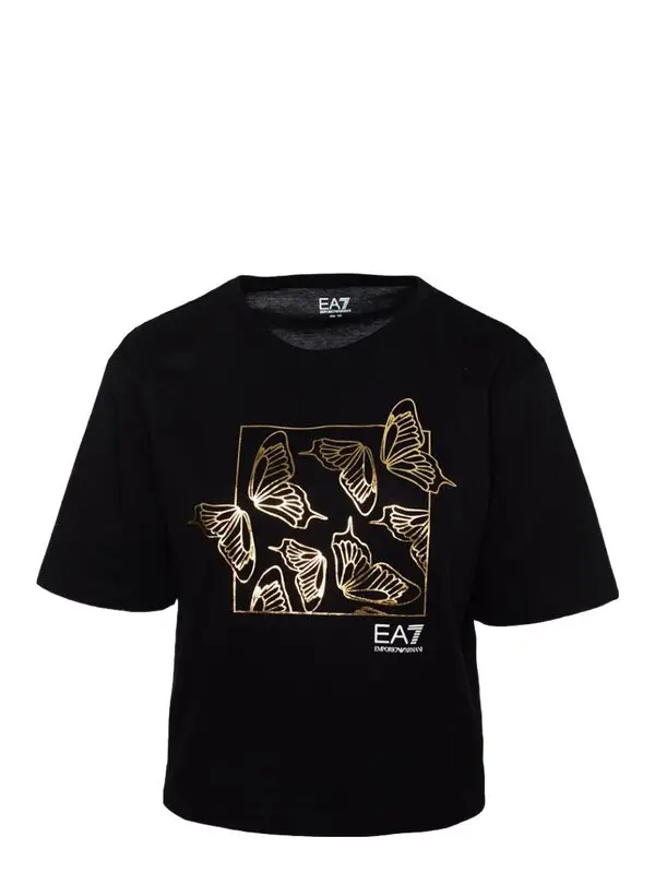 EA7 T-shirt With Butterfly Graphic - Black
