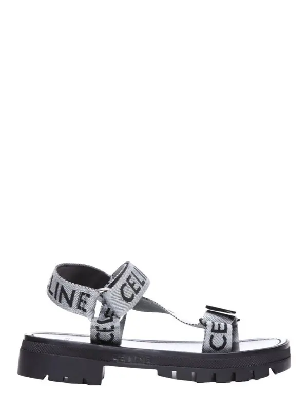 Celine Logo Strap Sandals - Black