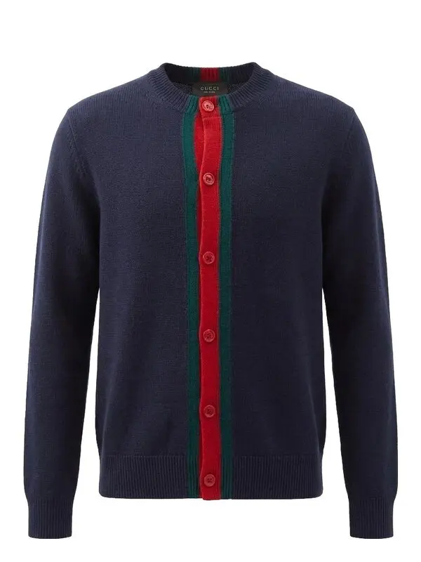 Gucci Striped Knit Cardigan - Dark Blue