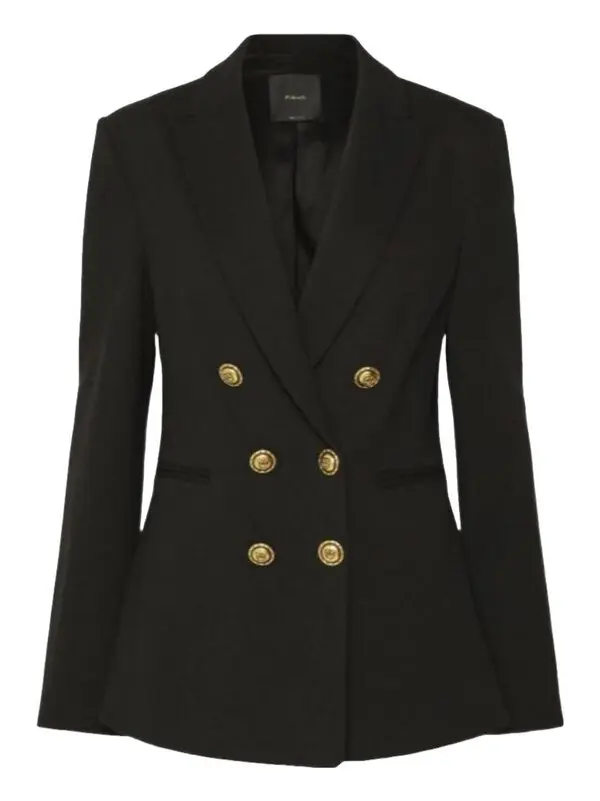 Pinko Double-breasted Suit Jacket With Gold Button Detail - Black