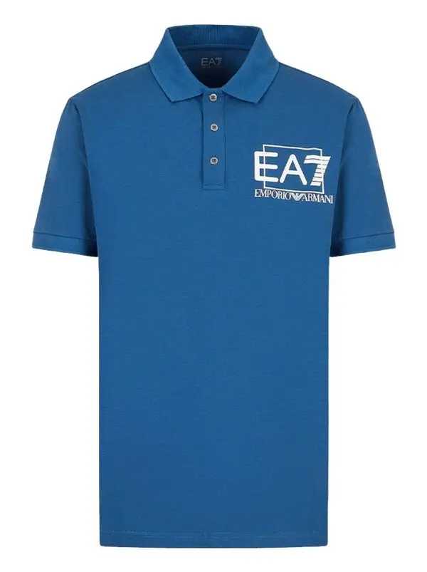 EA7 Color Collision Logo Polo Shirt - Blue