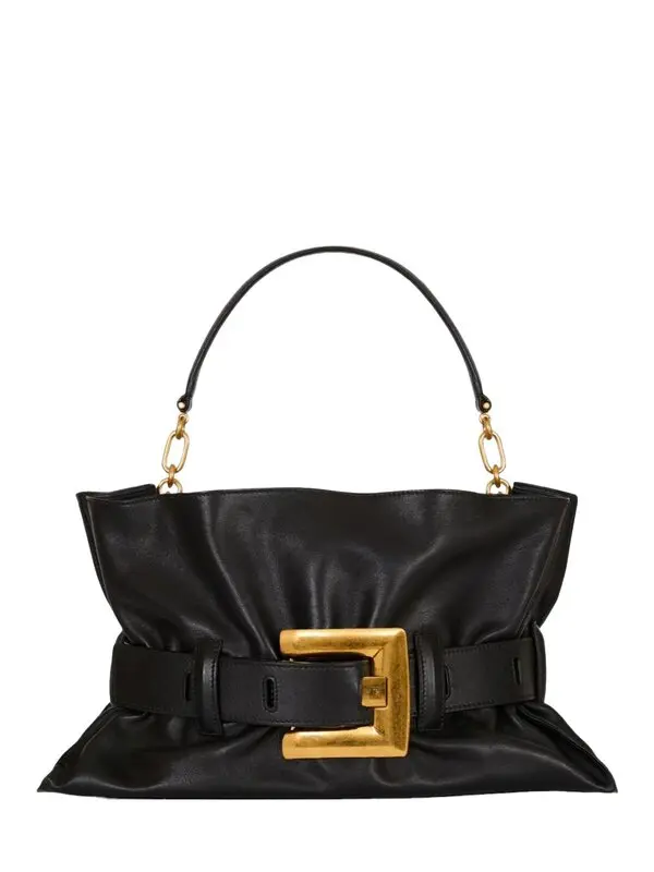 Balmain Medium Anthem Bag With Gold Tone Buckle - Black