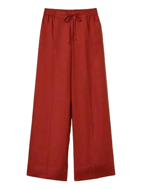 TWINSET Drawstring Wide-leg Pants With Embroidered Pocket - Red