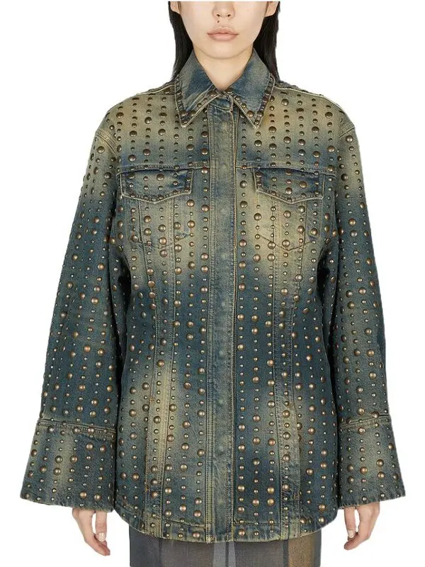Blumarine Studded Denim Jacket - Green