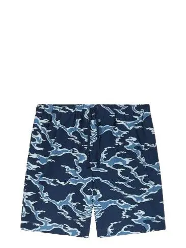 Kenzo Ocean Camo Elasticated Cotton Shorts - Midnight Blue