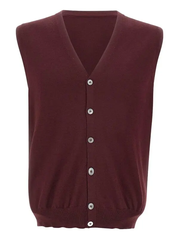 GRAN SASSO Buttoned Sleeveless Cardigan - Red