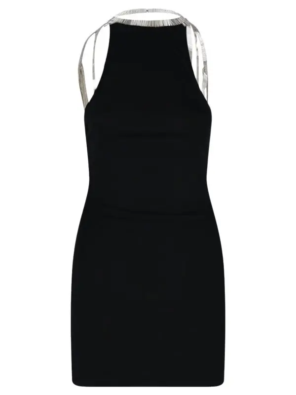 Attico Sleeveless Mini Dress With Embellished Straps - Black