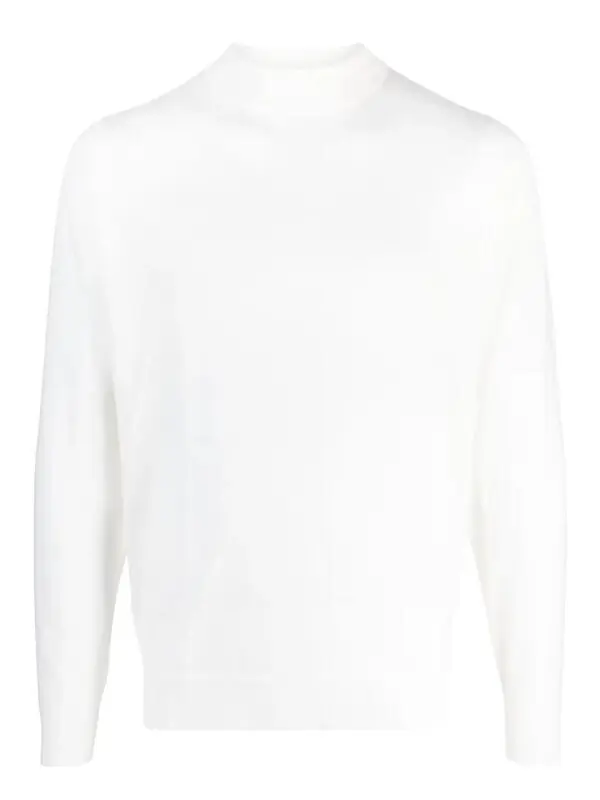 John Smedley Mock Neck Long Sleeve Sweater - White