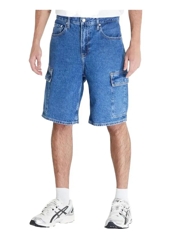 Calvin Klein Denim Cargo Shorts With Belt Loops - Blue