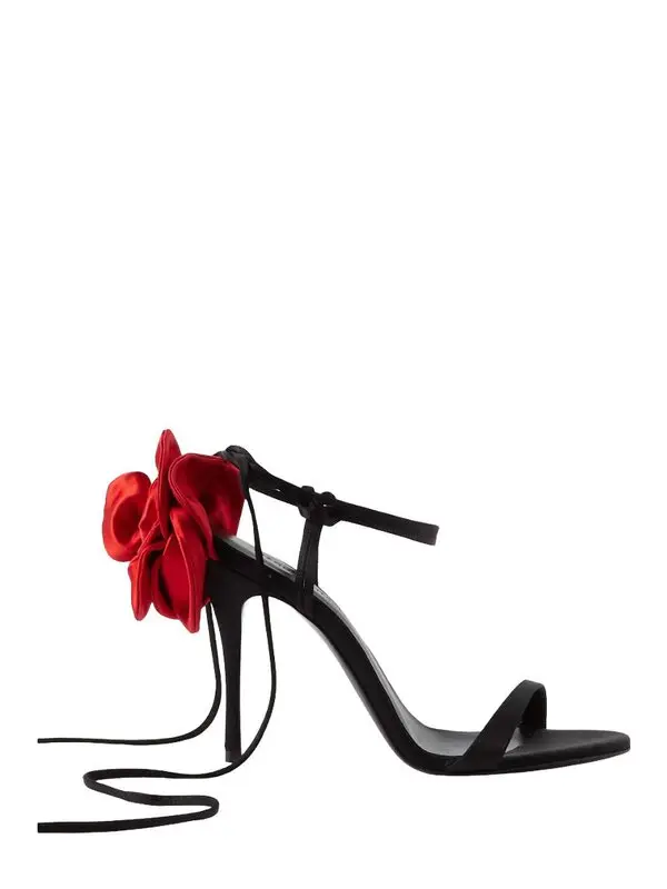 Magda Butrym Strap High-heeled Sandals With Floral Embellishment - Black