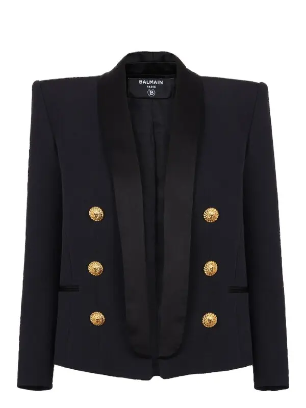 Balmain Double-breasted Jacket With Satin Lapels - No