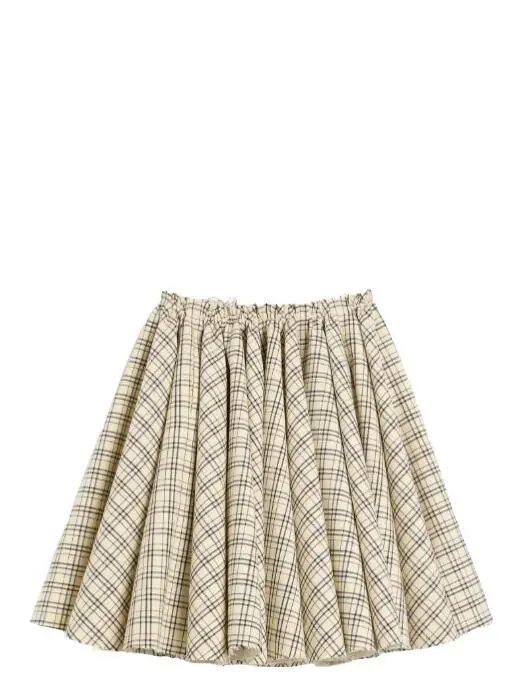 Ami Checked Skirt - Nude