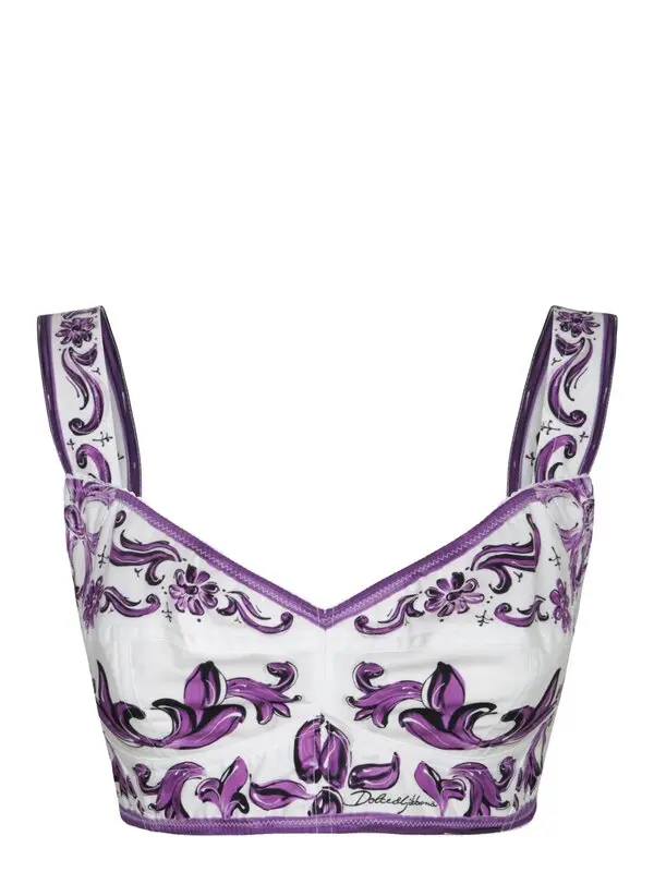 Dolce & Gabbana Graphic Print Cropped Top - Gray