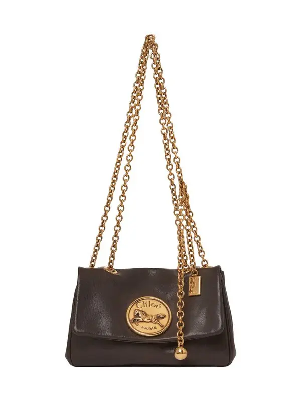 Chloé Heritage Logo Plaque Small Shoulder Bag - Brown