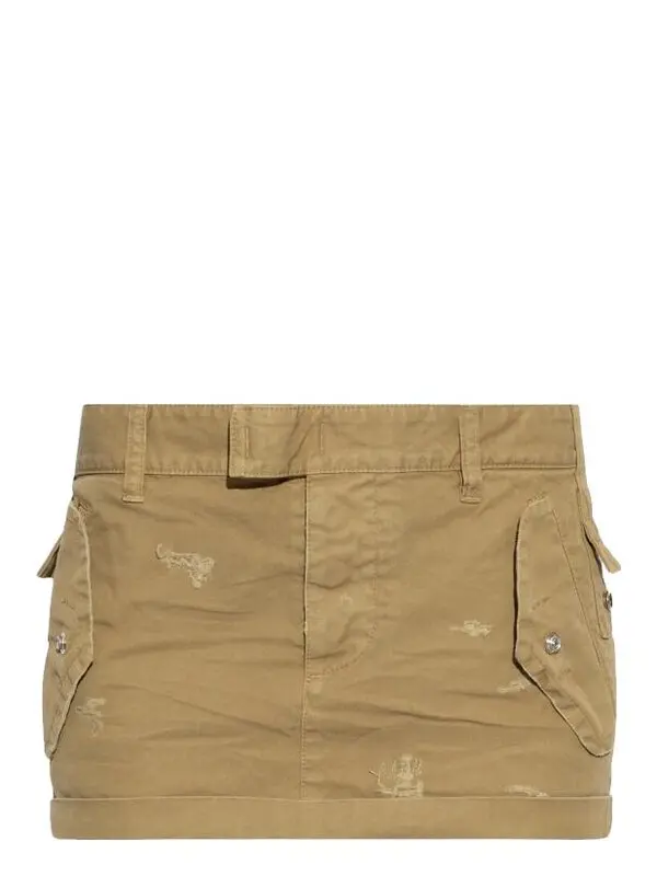 Dsquared2 Mini Skirt With Distressed Details - Beige