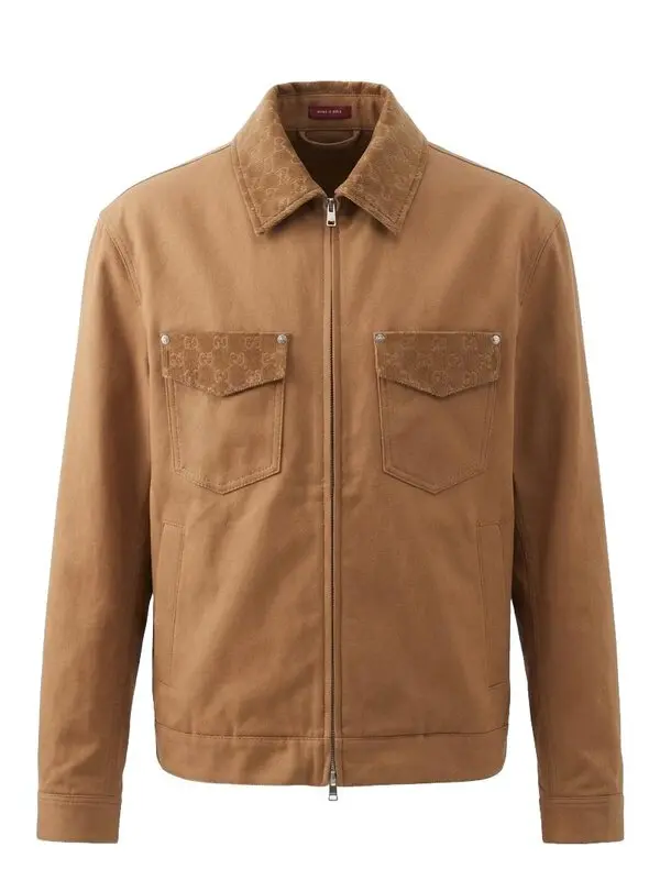 Gucci Long-sleeved Zip-up Jacket With Classic Collar - Camel