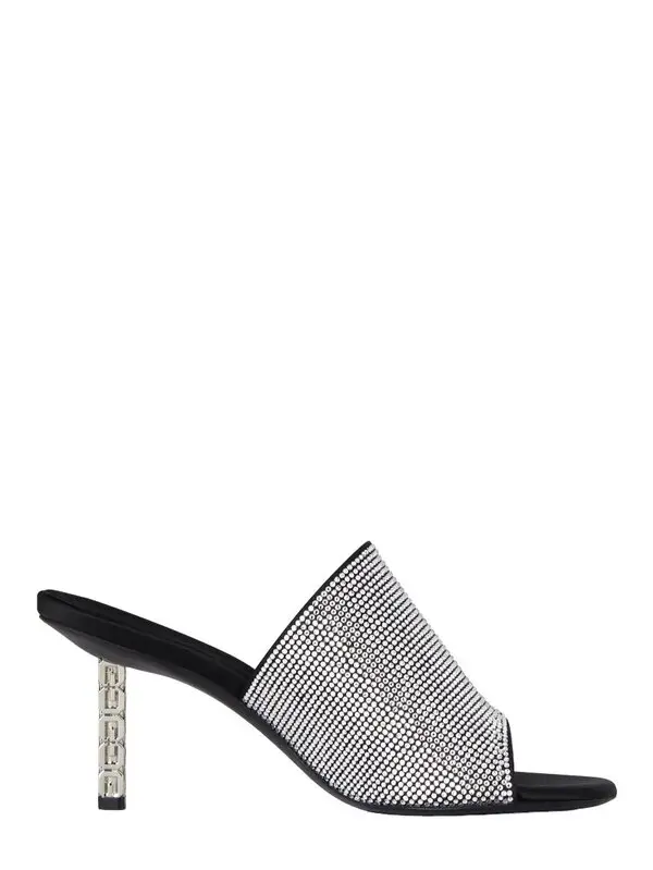 Givenchy G Cube Satin Mules With Strass Embellishment - Silver