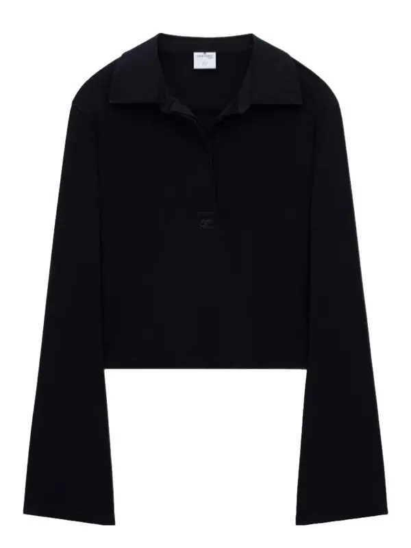 COURREGES Long Sleeve Polo Shirt - Black