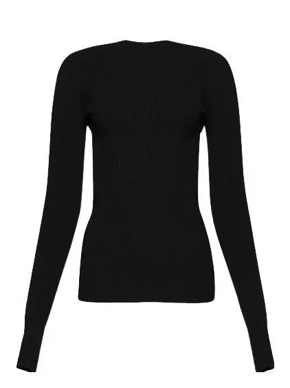 Rick Owens Ribbed Long Sleeve Top - Black