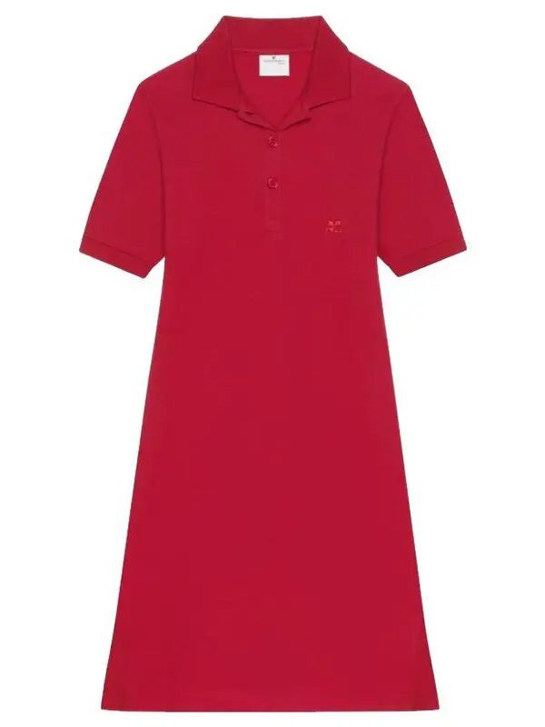 COURREGES Mini Piqu Polo Dress - Red