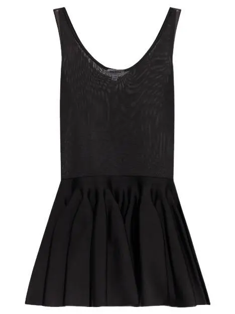 Alaïa Knitted Godet Dress - Black