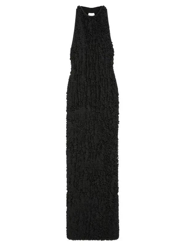 Max Mara Sleeveless Ruffled Maxi Dress - Black