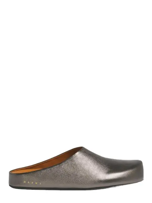 Marni Metallic Nappa Leather Sabots - Anthracite