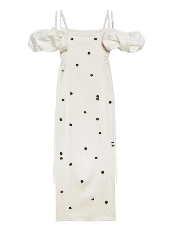 Jacquemus Bubble Sleeve Polka Dot Dress - White