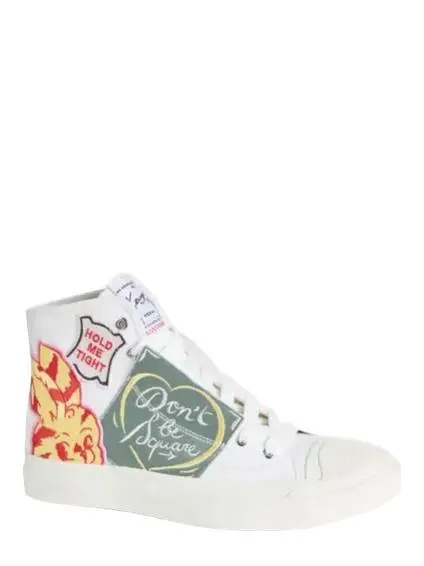 Kenzo Hoshi High Top Sneakers With Embroidered Patches - White