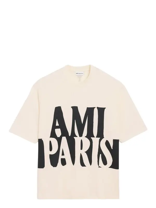 Ami Logo Printed Crewneck T-shirt - White