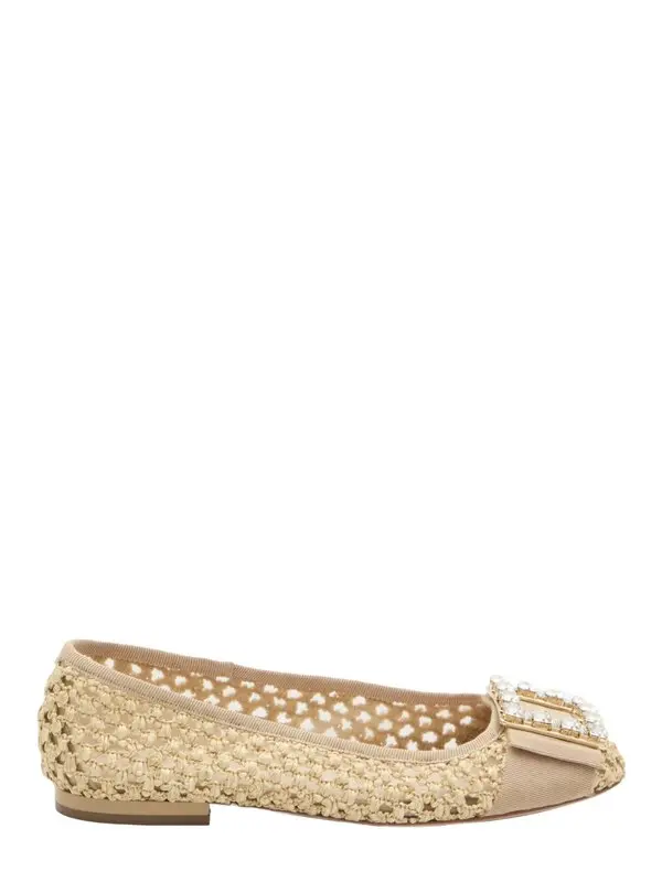ROGER VIVIER Embellished Slip-on Ballerinas - Nude