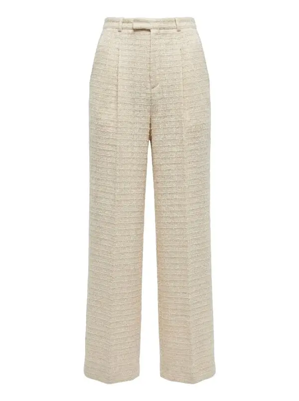 Gucci Wide Leg Tweed Trousers - Ivory White