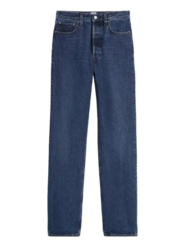 TOTEME High-waisted Straight Leg Jeans With Logo Patch - Blue