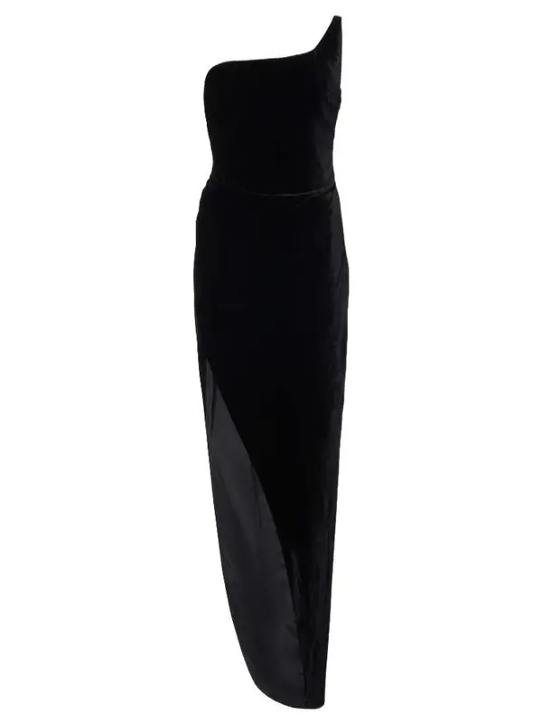 Alessandra Rich One-shoulder Gown With Split Detail - Black