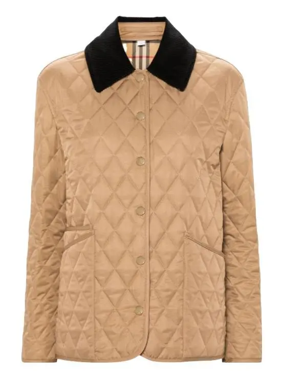 Burberry Long Sleeved Quilted Jacket - Camel