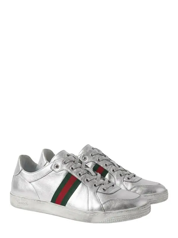 Gucci Stretch Low-top Sneakers With Web Detail - Metallic Silver