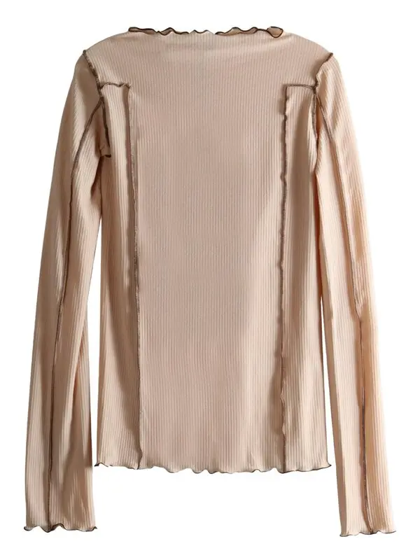 BASERANGE Tomato Long Sleeve T-shirt With Contrast Seams - Nude