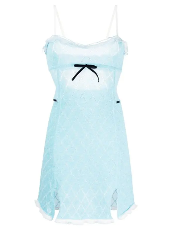 CORMIO Bora Bow Detailed Mini Dress - Blue